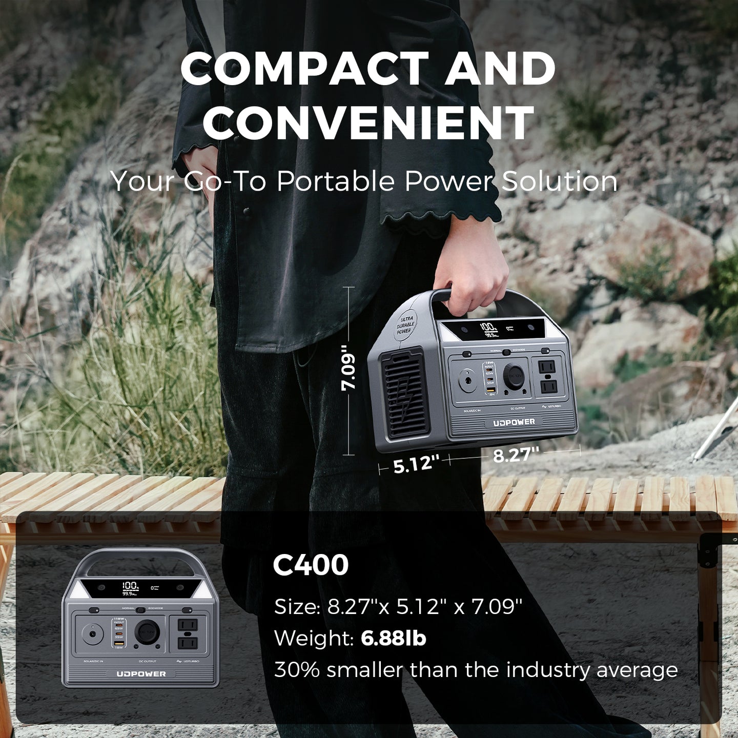 UDPOWER C400 |400W Portable Power Station with Jump Starter | 400 Watts ...