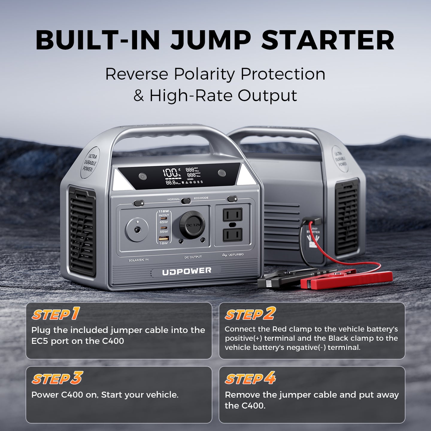 UDPOWER C400 |400W Portable Power Station with Jump Starter | 400 Watts ...