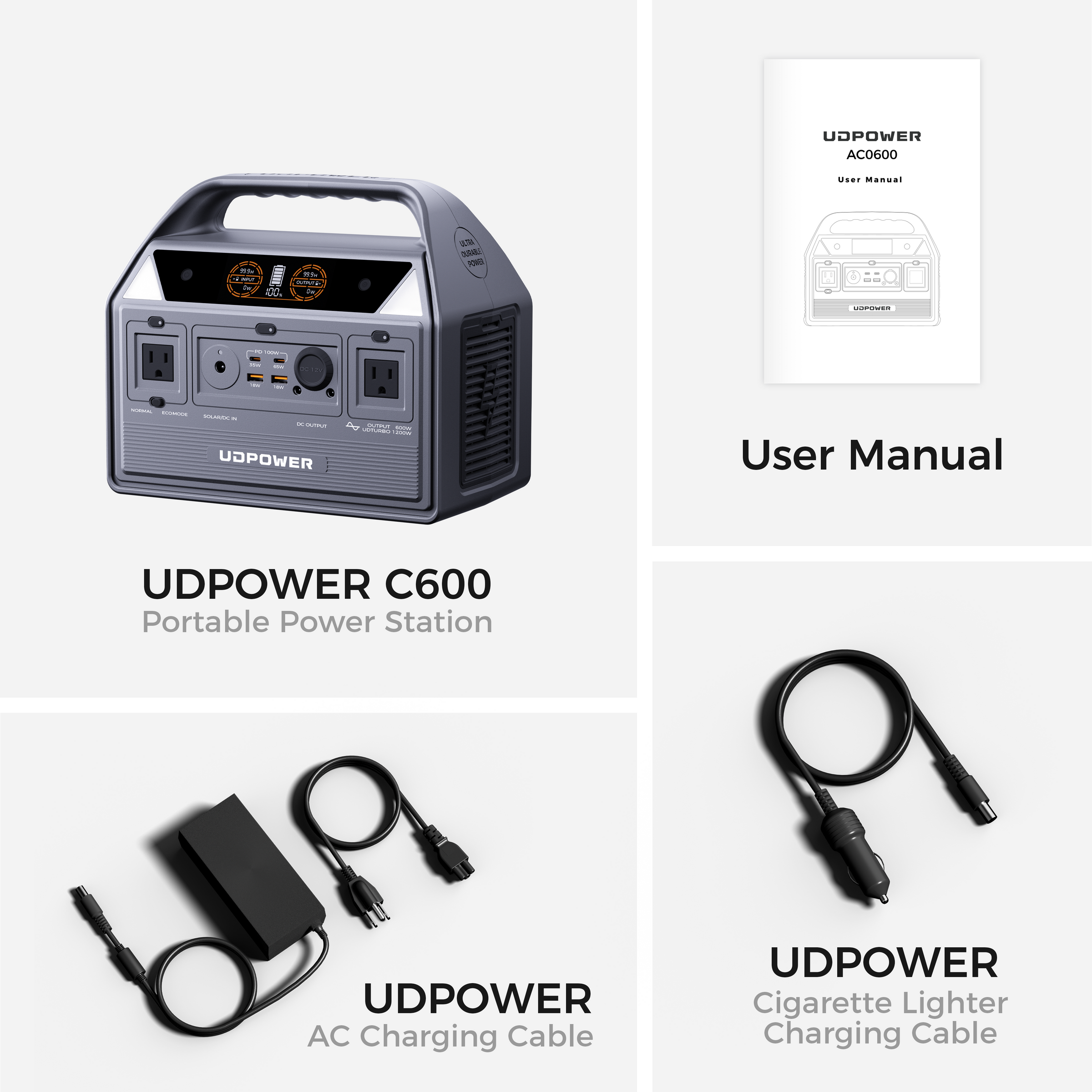 UDPOWER C600 | 600W Battery Powered Outlet | 596Wh Portable Power Box