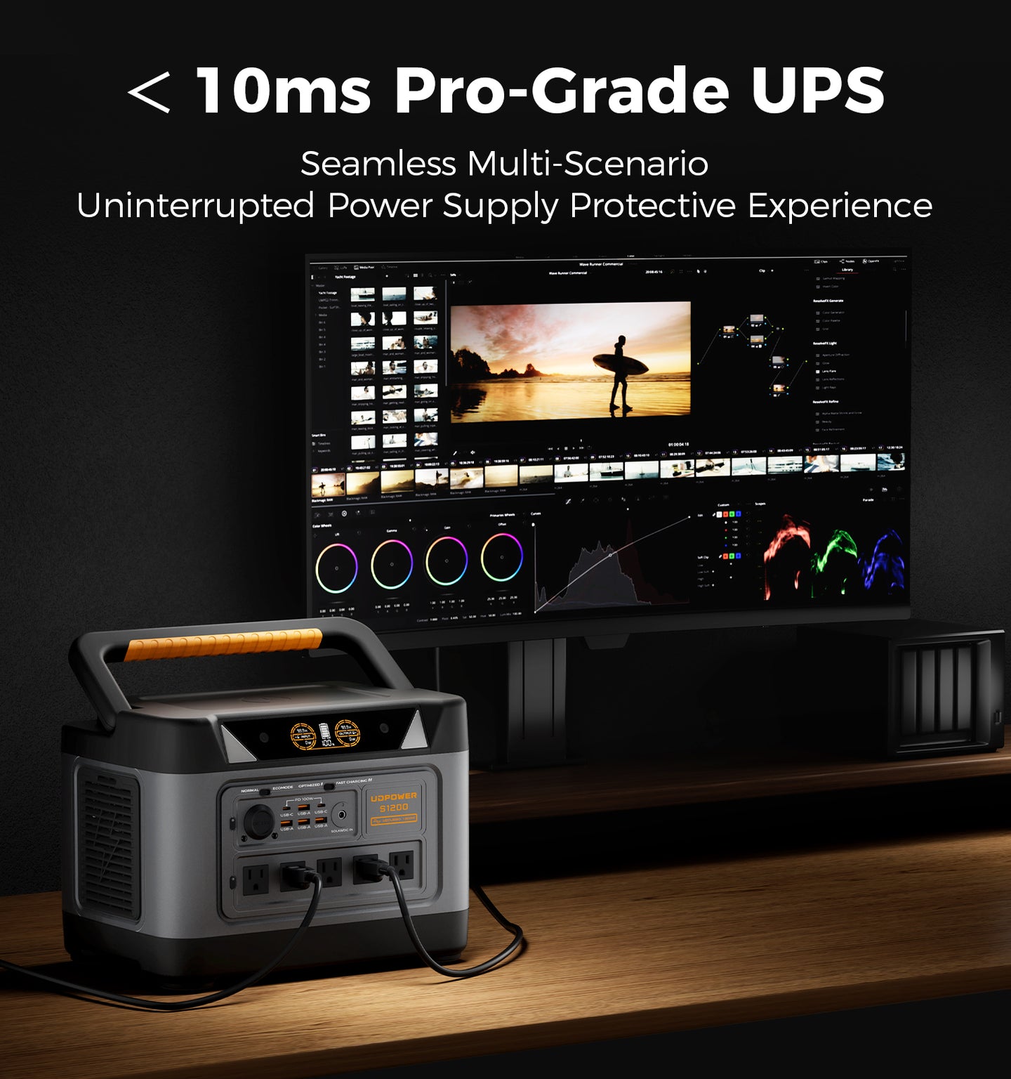 UDPOWER S1200 Portable Power Station (1190Wh, 1200W, LiFePO4, UPS)